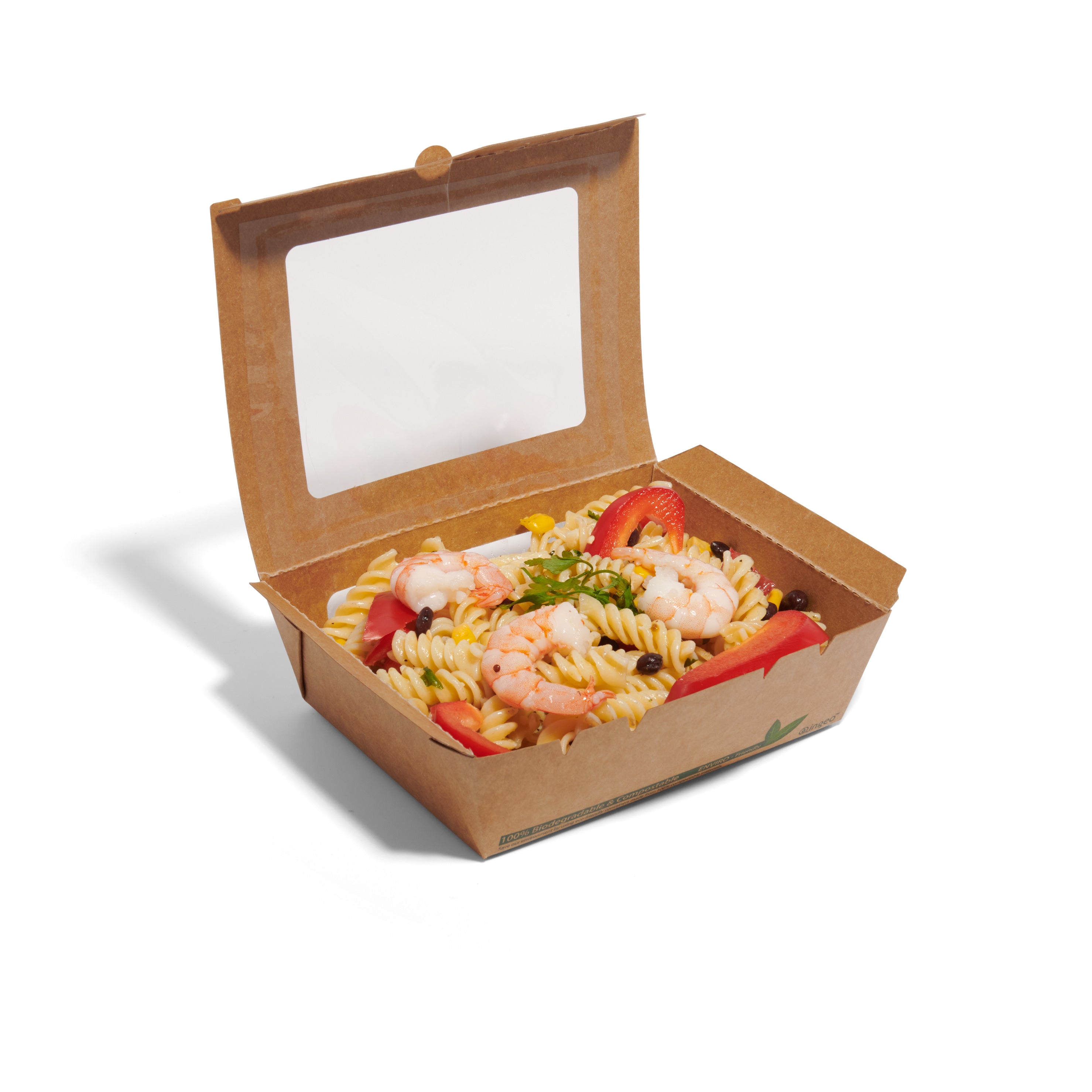 200 x Compostable 500ml Window Salad Container