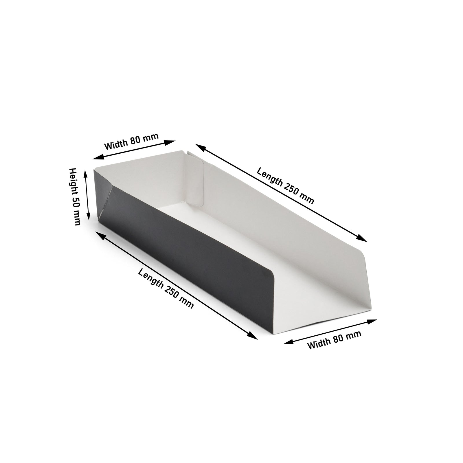 500x 10" Black Compostable Open Ended Paper Hot Dog Trays / Holders