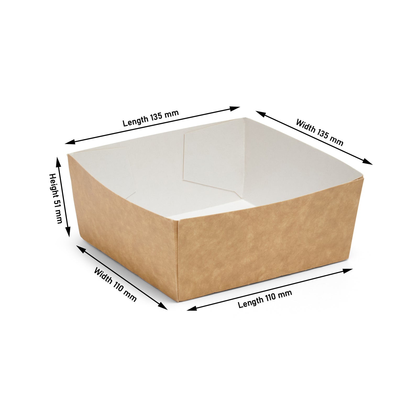 500x Kraft Paper Burger / Pie Square Open Food Tray | Compostable & Eco
