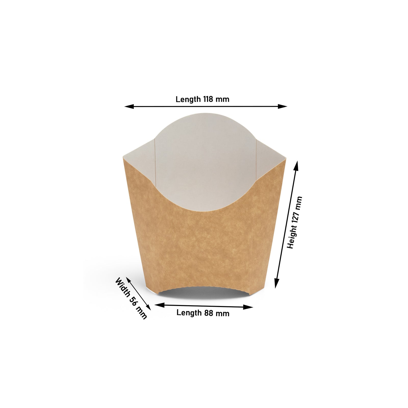 500x Regular Kraft Compostable Paper Chip Scoop Box | Fries Cup / Carton