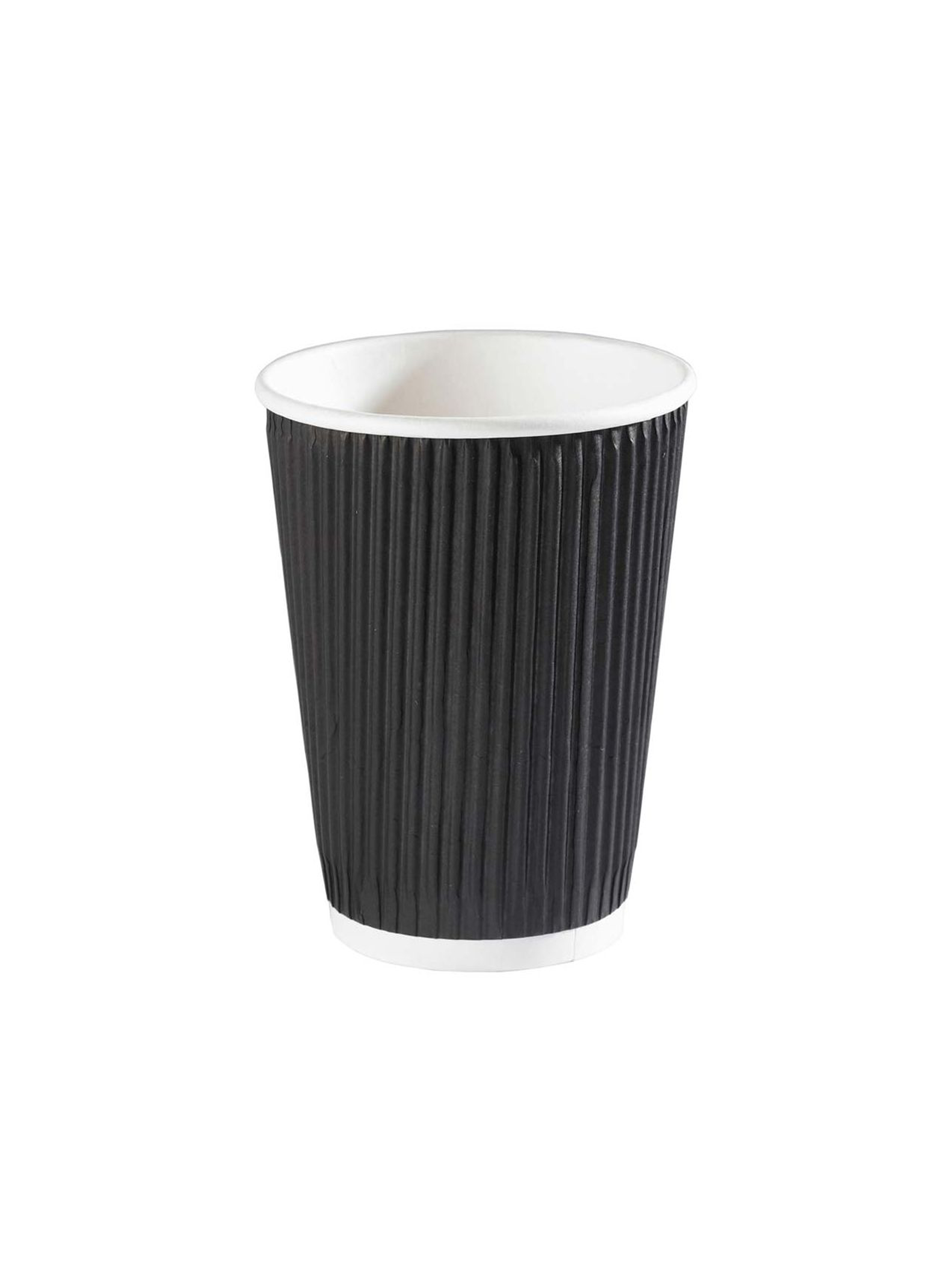 500x 12oz Recyclable Black Ripple Disposable Paper Coffee Hot Drink Cups