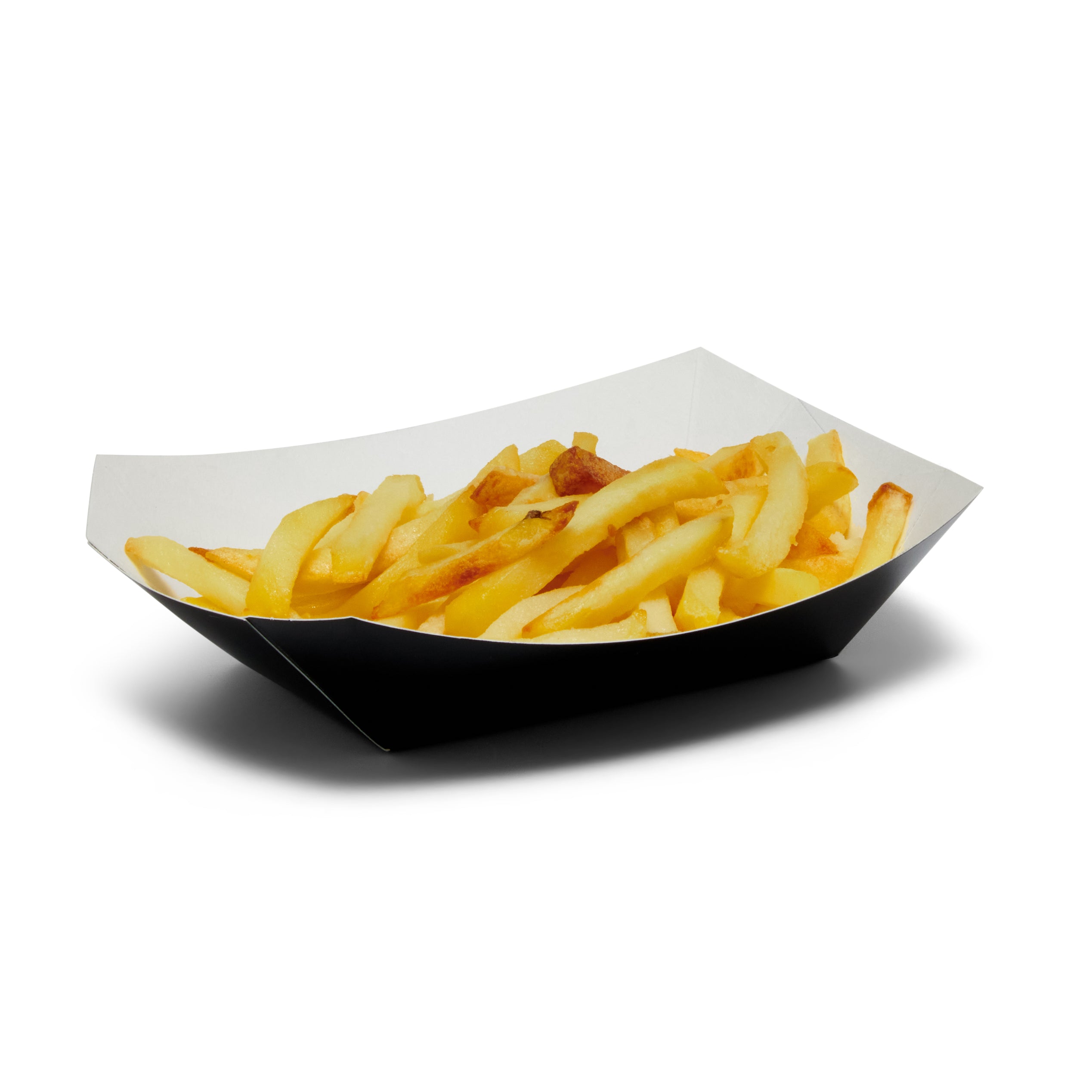500x Black Compostable Paper Chip Tray Holders, French Fries Packaging
