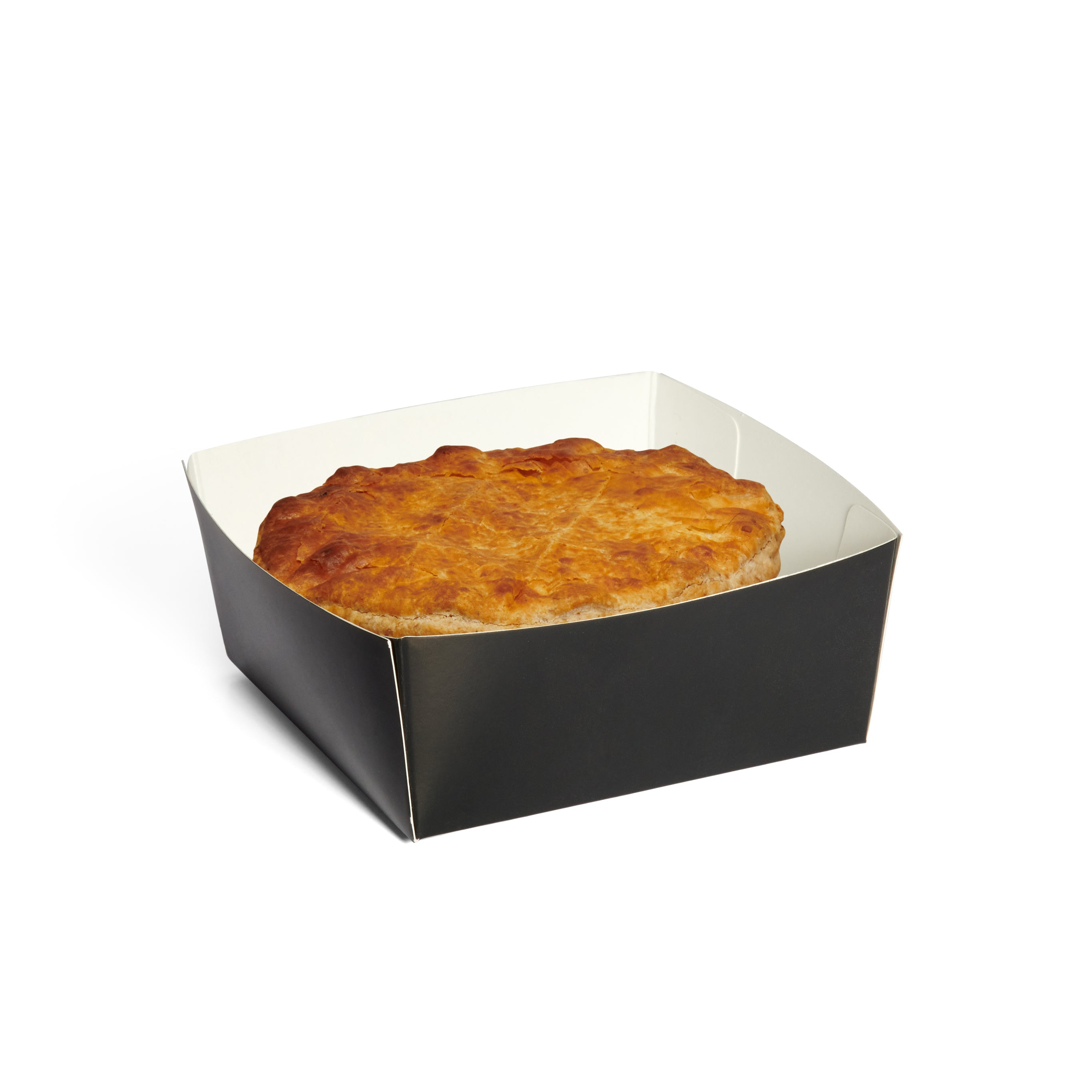 500x Black Paper Burger / Pie Square Open Food Tray | Compostable & Eco