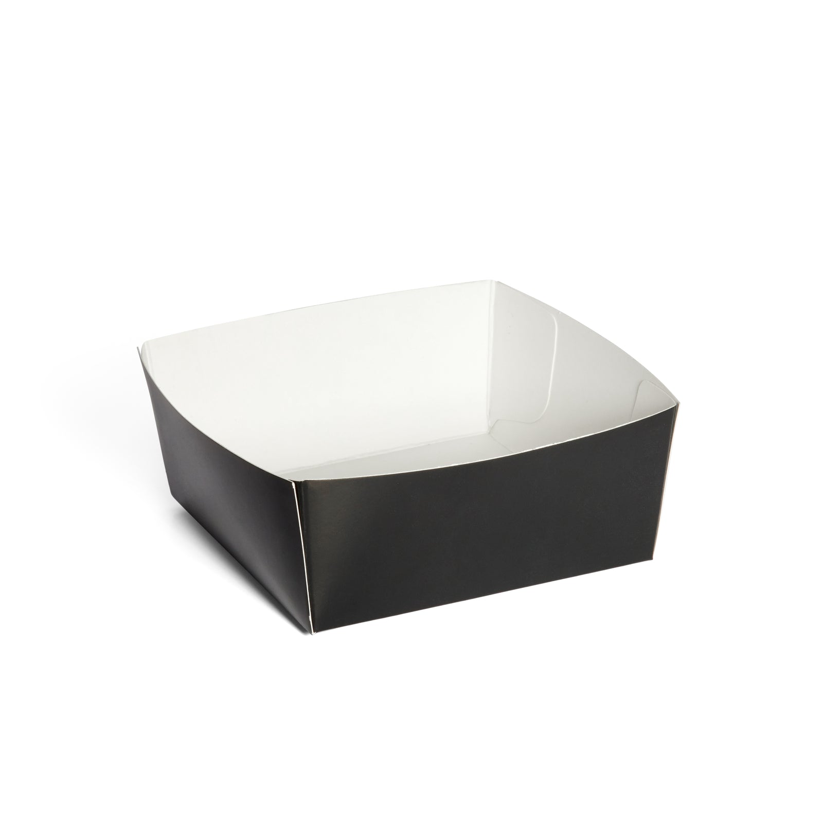 500x Black Paper Burger / Pie Square Open Food Tray | Compostable & Eco