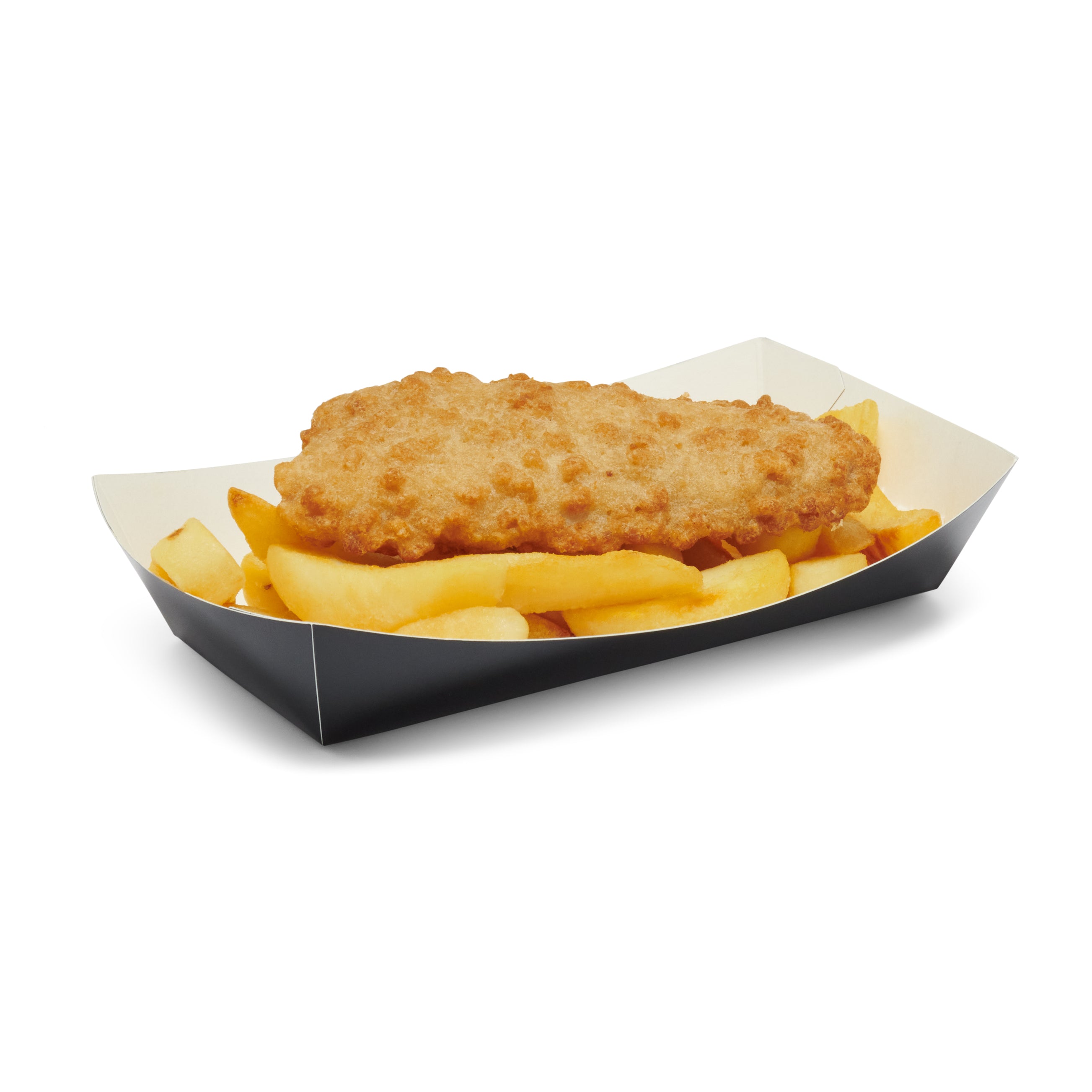 500x Black Compostable Paper Meal Open Food Trays | Fish & Chip Trays
