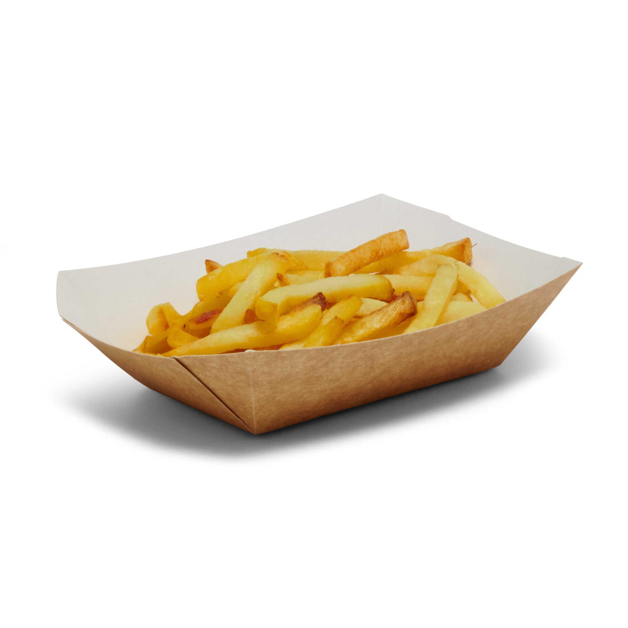 500x Kraft Compostable Paper Chip Tray Holders, French Fries Packaging