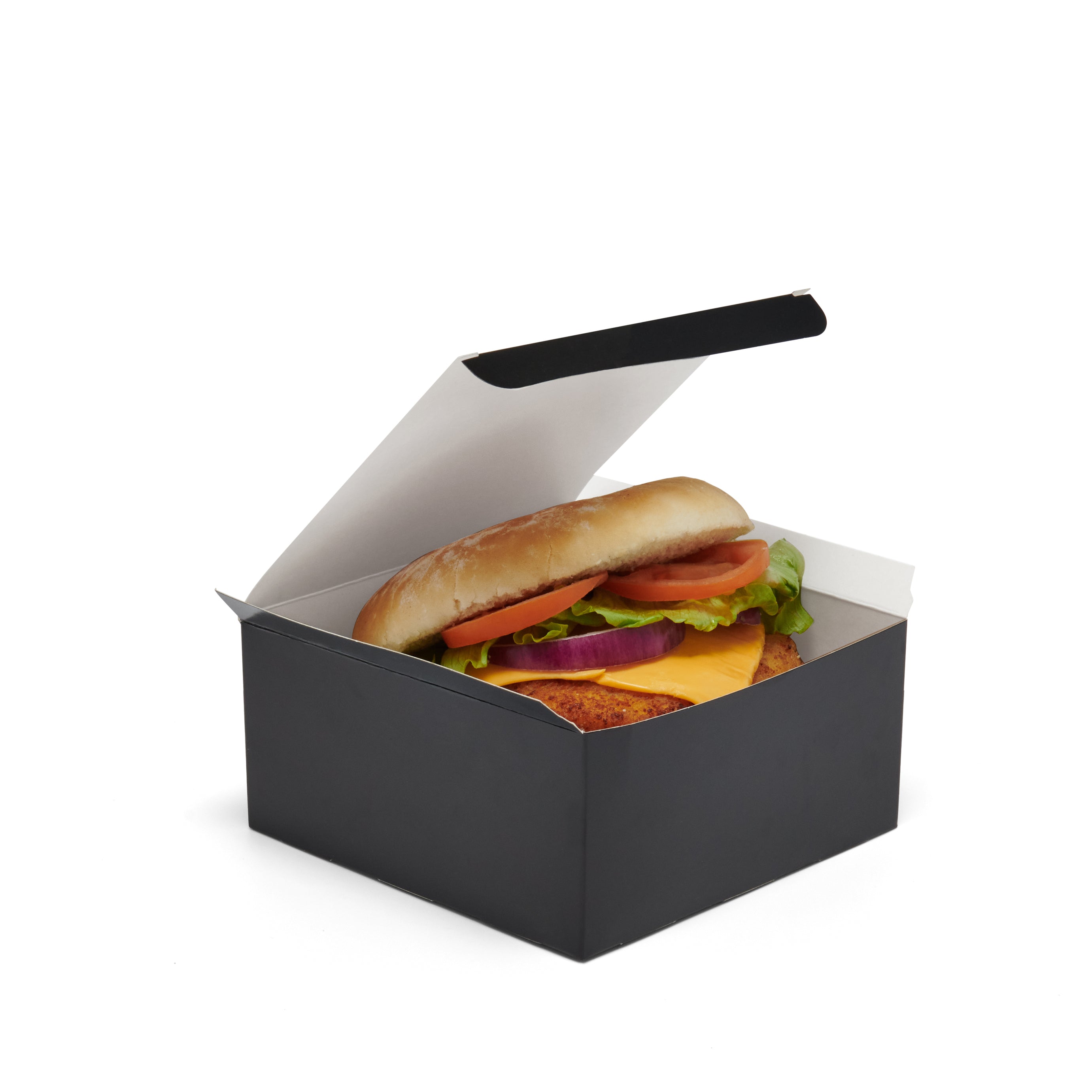 500x Black Compostable Burger Takeaway Food Box | Bakery & Dessert Box